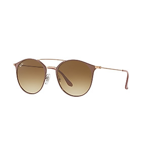 Ray-Ban RB3546 Round Sunglasses, Beige On Copper/Clear Gradient Brown, 49 mm