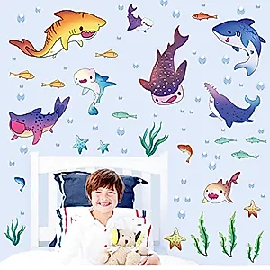 HUHUTU Kids Luminous Cartoon Wall Stickers Baby Nursery Children Decoration Decals Shark