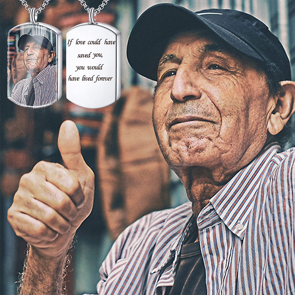 Fanery Sue Urn Necklace for Human Ashes,Personalized Urn Necklace for Ashes with Picture Inside, Cremation Urn Jewelry Ashes Keepsake Necklace for Women & Men (Silver Classic)