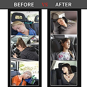 CANSTAR Car Headrest Pillow for Kids Adjustable Car Seat Neck Support for Travel Car Sleeping Pillow for Kids and Adult(Black)