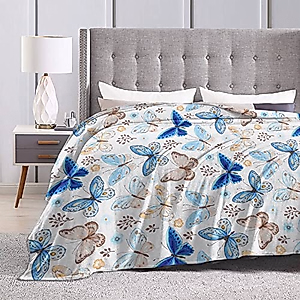 Butterfly Flannel Blanket Boys Girls Adult Throw Blanket Soft Fleece Lightweight Blanket for Home Office Couch Decor 60 X 50 Inches