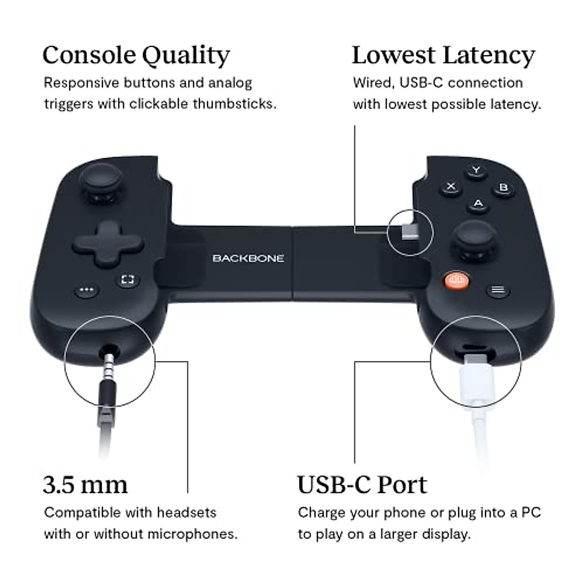 BACKBONE One Mobile Gaming Controller for Android and iPhone 15 Series (USB-C) - Turn Your Phone into a Gaming Console - Play Xbox, PlayStation, Call of Duty, Roblox, Minecraft, Genshin Impact & More