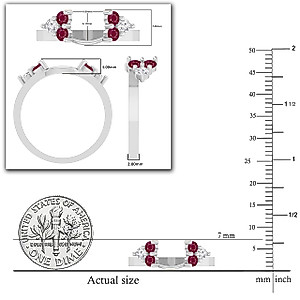 Dazzlingrock Collection 6 Stone Round Ruby and White Diamond Wrap Guard Enhancer Ring for Women in 925 Sterling Silver, Size 7.5