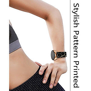 20mm Luxury Silicone Sport Bands Compatible for Samsung Galaxy Watch 6/Watch 5/Galaxy Watch 4 40mm 44mm/Classic 42mm 46mm/Watch 3 41mm, Active 2 Watch Bands,Leopard cheetah Skin Replacement Strap for