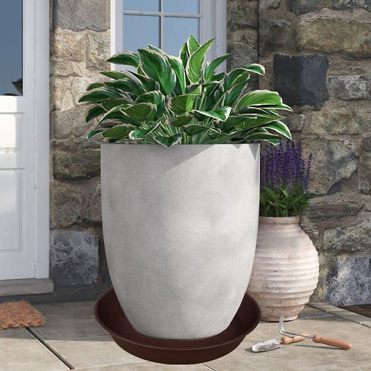 Bleuhome 3 Pack of 20 22 inch Plant Saucer (19.2 Inch Base), 3.6" Depth Tray, Large Deep Garden Plastic Flower Plant Trays for Indoors Outdoor, Tray for Planter 19-23" (Black)