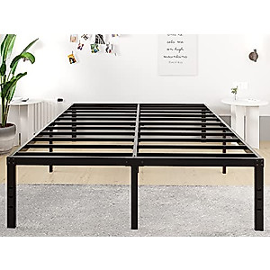 FSCHOS 18-Inch-California-King-Bed-Frames, Metal Platform Cal-King-Bed-Frame No Box Spring Needed, Easy Assembly, Heavy Duty Mattress Foundation, No Noise, Black