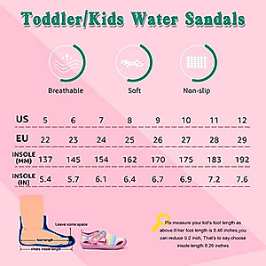 STQ Girls Water Shoes Quick Dry Summer Sports Beach Swim Pool Outdoor Sandals (Toddler/Little Kid) Pink/Rainbow 5 M US Toddler