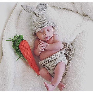 Newborn Photography Props Boy Girl Outfits Crochet Knitted Dog Hat Shorts with Bone Set Photography Shoot