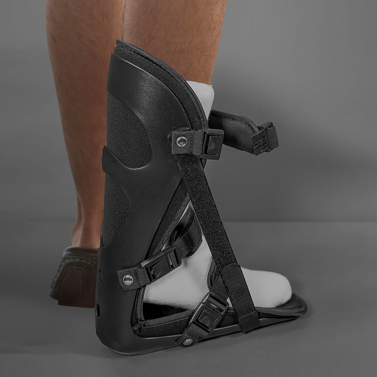 Brace On Adjustable Night Splint - Plantar Fasciitis, Achilles Tendon, Heel Spur, and Foot Pain Relief Stretching Boot for Men and Women, Large, Black