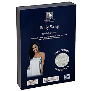 ERINA Bath Wrap Cotton Towel Bathrobe, Women's Body Wrap Towel For Shower, Adjustable Strap, Durable, Absorbent, Body Towel Wrap For Home, Hotel, Salon and Spa (Grey)