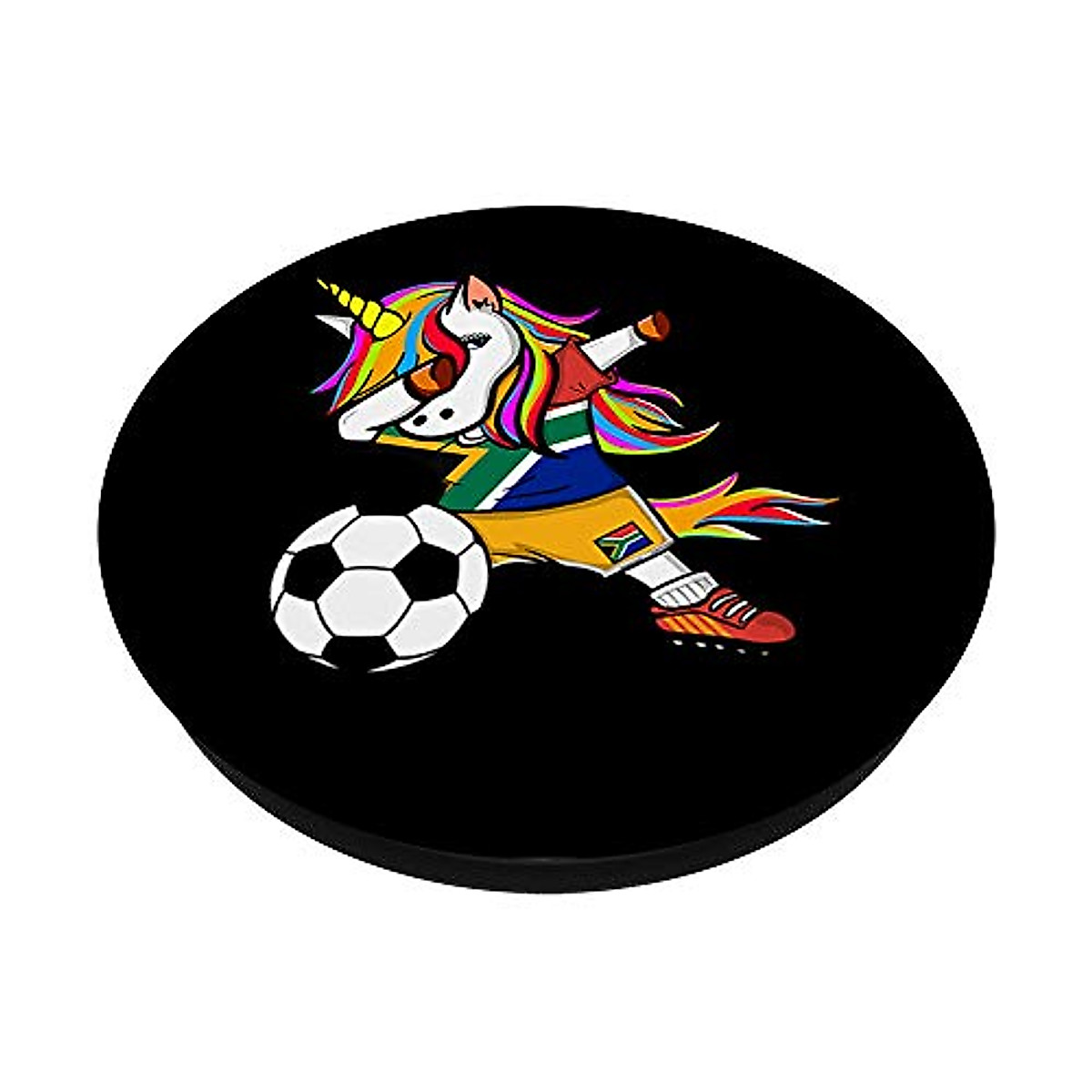 Funny Dabbing Unicorn South Africa Football Flag Soccer PopSockets Grip and Stand for Phones and Tablets