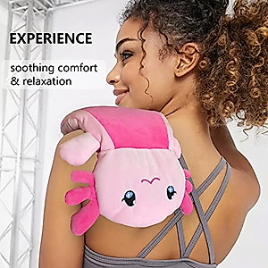 Microwave Heating Pads for Cramps & Period Pain Relief, 10" x 13" Cuddle & Cute Axolotl Microwavable Heating Pad for Menstruation with Washable Cover, Moist Heat Pack Gifts for Women & Girls, Pink