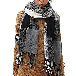 YSense Women's Long Plaid Blanket Scarf Chunky Oversized Winter Fall Warm Scarf Big Tartan Scarves Wrap Shawl Ladies Gifts