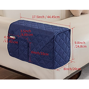 Anti-Slip Armrest Covers with 2 Pockets for Sofa Couch Armchair Caddy Organizer for Remote Control, Phone, Recliner Arm Protector Armrest Covers Set of 2 (Ear Dark Grey)