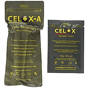 CELOX Emergency Wound Bundle: Blood Clotting Granule Applicator and Plunger Set with Extra Blood Clotting Solution