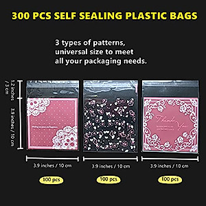 300ct 3.94"x3.94" Self Adhesive Sealing Cookie Bags, Thicken Resealable Individual Cellophane Treat Bags for Packaging Candy Jewelry Party Favor Gift Giving, DIY Cookie Wrappers Halloween Christmas