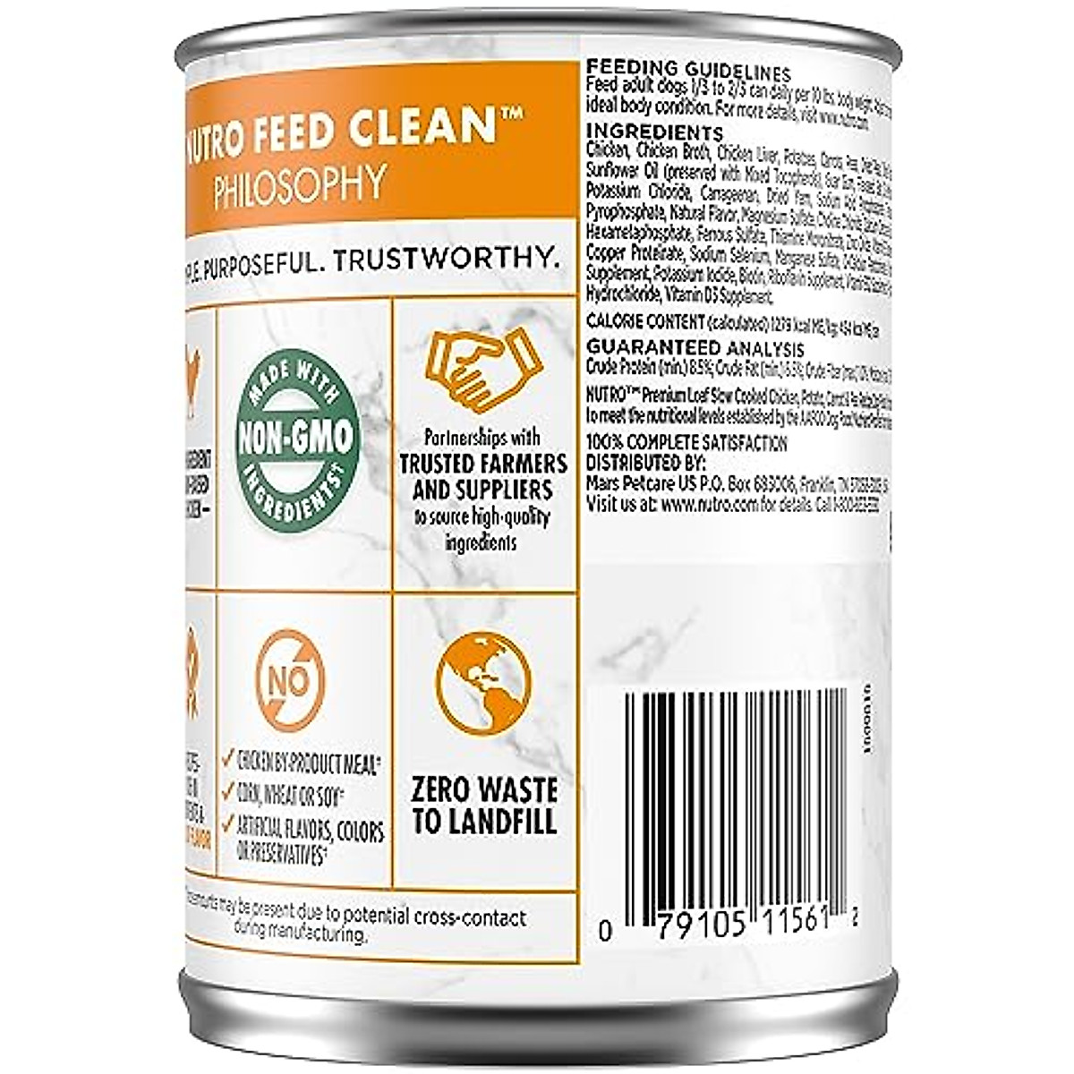 NUTRO PREMIUM LOAF Adult Natural Grain Free Wet Dog Food Slow Cooked Chicken, Potato, Carrot & Pea Recipe, 12.5 oz. Cans (Pack of 12)