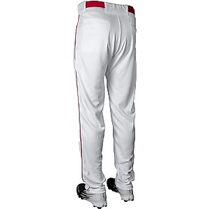 Rawlings | LAUNCH SERIES Full Length Baseball Pants | Adult Small | White/Red