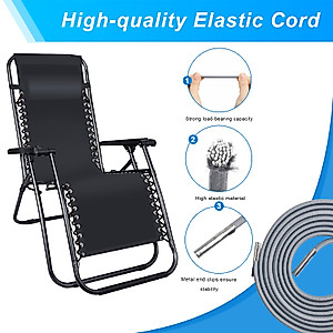Universal Zero Gravity Chair Repair Cord Kit, 4 Pack Replacement Elastic Cords Repair Tool Kit for Repairing Zero Gravity Chair, Recliners (Silver)