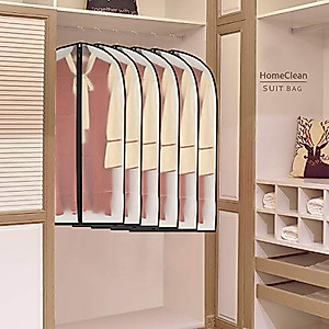 HomeClean Garment Bag (Set of 6) Black Side Breathable Clear Full Zipper Bags for Clothes Storage (24'' x 40'', Black)