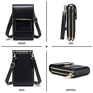 Roulens Small Crossbody Bag Cell Phone Purse for Women, Leather Shoulder Bag Wallet Purse with Credit Card Slots