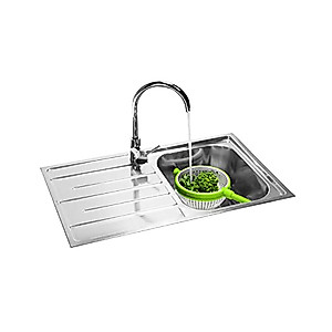 Dreamfarm Spina | Easy-To-Use Salad Spinner | Non-Scratch, Nylon Spinning Colander | Lettuce Spinner | Colander with Collapsible Handle | White & Green