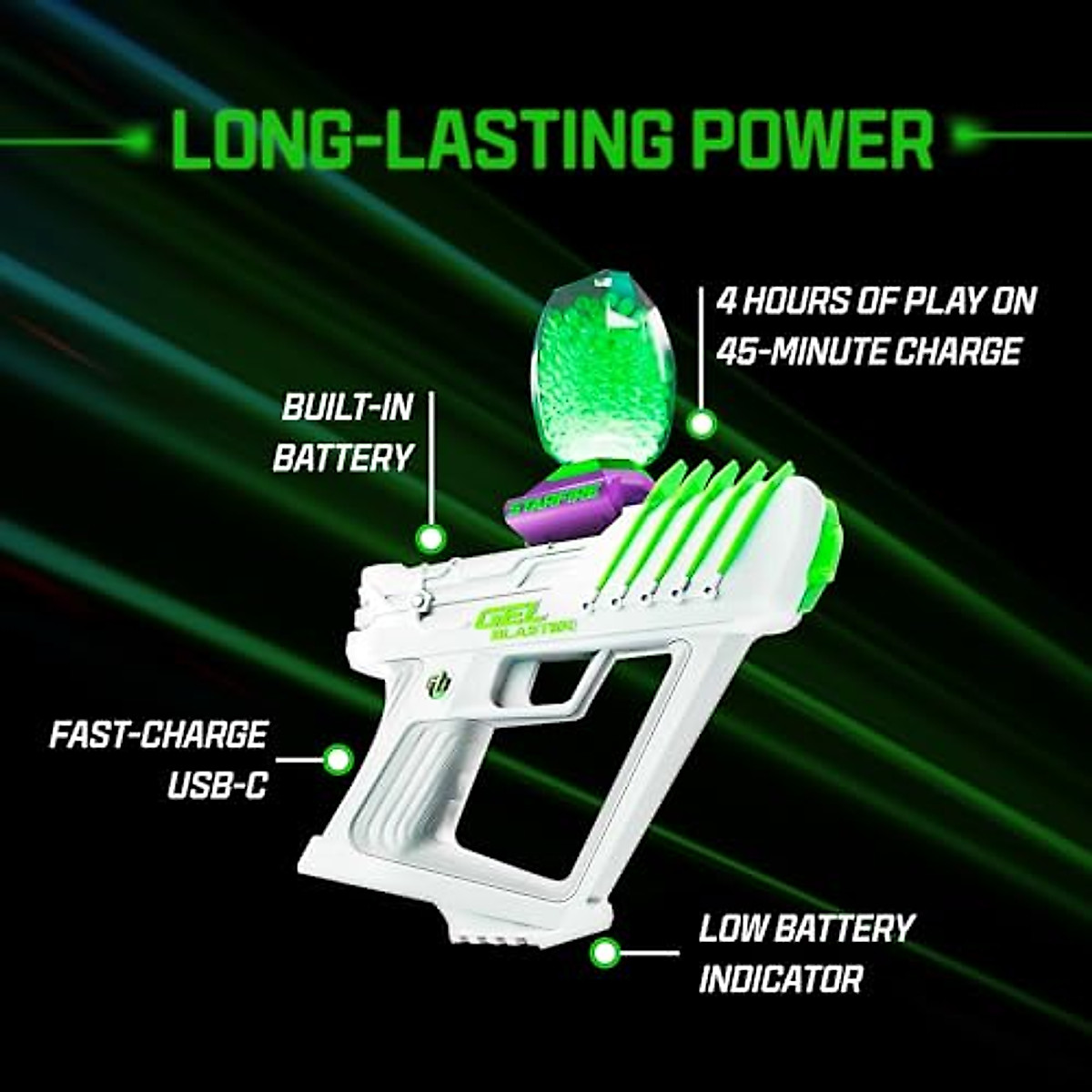 The Original Gel Blaster Surge (Day & Night Special Edition) - Glow-in-The-Dark Toy Gel Blasters with Water Based Beads - Extended 100+ Foot Range - Semi & Automatic Modes - Ages 14+
