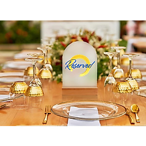 ORGANTEAM Acrylic Sign Blank Sheet with Wooden Stands Holders Wedding Table Numbers, 10 pack DIY 4x6 blank frosted Arch Signs for Wedding reception, Centerpiece, Decoration, Party,Anniversary, Event