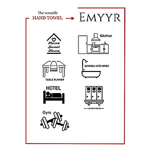 Emyyr Hand Towels for Bathroom - Kitchen - Set of 2 -0 Cotton - Pre Washed, Quick Dry, Soft, 17x37' - Decorative Hand Towel - Hand Towels for Bathroom Clearance, Bath, Face, Tea Towels 01 (Grey1)