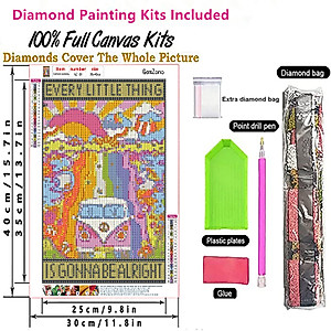 GemZono Diamond Painting Kits for Adults, Rainbow Bus Diamond Art Kits, Every Little Thing is Gonna Be Alright Diamond Painting Dots Art for for Home Wall Decor (12X16 inch/ 30X40cm)