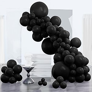 PartyWoo Black Balloons 123 pcs Black Matte Balloons Different Sizes Pack of 18 12 10 5 Inch Black Balloon Arch Kit Black Balloon Garland for Birthday Graduation Halloween Party Decorations Black-Y18