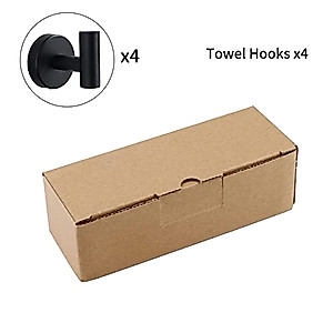 Hindfen Bathroom Towel Hooks 4 Pack Black, Coat/Robe Clothes Hooks, 304 Stainless Steel Wall Hook Heavy Duty for Bedroom,Kitchen,Restroom,Bathroom,Wall Mounted