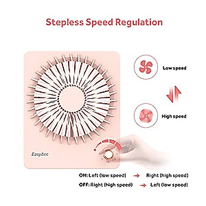 EasyAcc Portable Desk Fan Desktop Fan, 3350 Battery Operated Fan 6-Inch Foldable Travel Fan [ Ultra-Quiet Step-less Speed Control ] 160°Tilt Standing Hanging Fan for Travel Office Home Outdoor