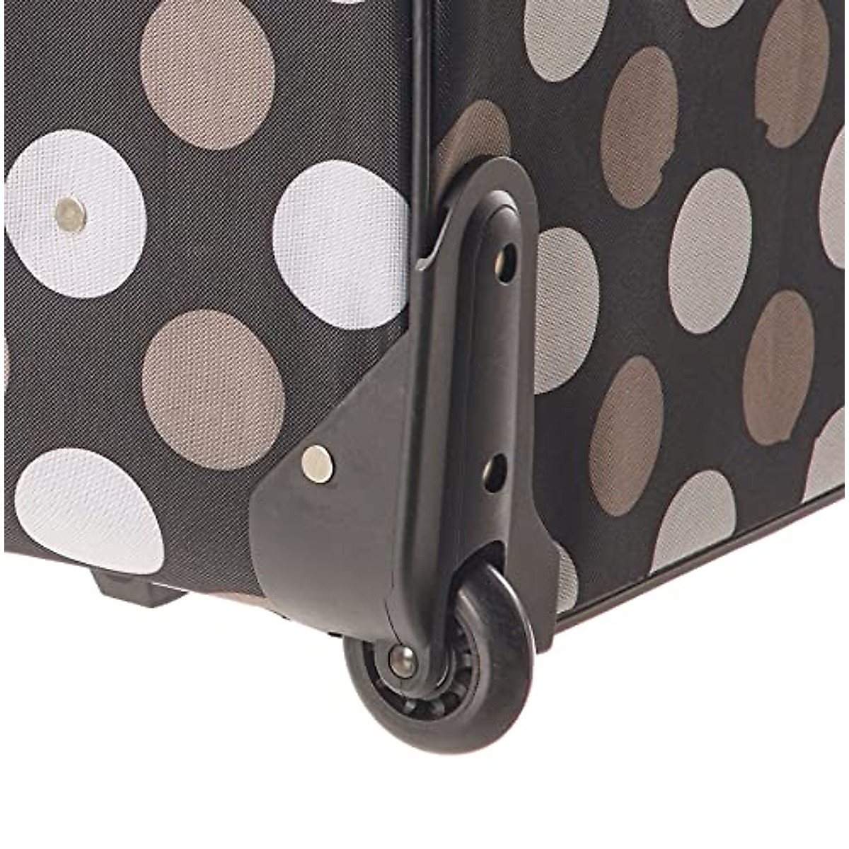 Rockland Escape 4-Piece Softside Upright Luggage Set, Telescoping Handles, Black Dot, (14/19/24/28)