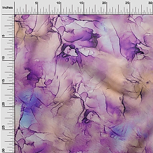 oneOone Cotton Cambric Purple Fabric Abstract Floral Quilting Supplies Print Sewing Fabric by The Yard 42 Inch Wide