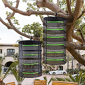 HYDGOOHO 6 Layer 2ft Herb Drying Rack Net Mesh with Green Zippers Hydroponics,Bonus Hook Drying Rack Herbs for Plant Bud Seed, Mesh Hanging Plant Dry,Herb Dry Net for Garden (6 Layer, Open Type)