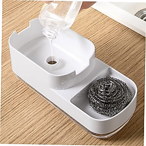 FRCOLOR Box Push Type soap Dispenser soap Spong Holder Sponge Sink Holder soap Dispenser Sponge Holder Kitchen soap Holder Dish Washing Dish Dispenser White Tray Dish Shape abs