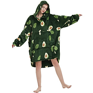 ABENCA Wearable Blanket Hoodie Adult Oversized Sweatshirt Light Flannel Sherpa, Warm and Cozy, One Size Fits All.Avocado