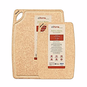 Elihome Kitchen Cutting Boards 2-piece set, Natural Wood Fiber Composite, Dishwasher Safe, Eco-Friendly, Juice Grooves, Non-Porous, Made in USA, Medium (10"x 13"x 1/4”) Small (7" x 10" x 1/4")
