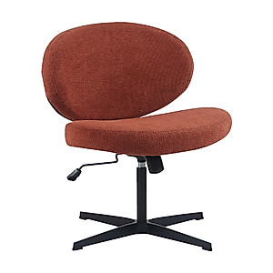 EYYTHUNG Criss Cross Chair No Wheels, Wide Armless Desk Chair Thick Padded Office Chairs Height Adjustable Swivel Accent Chair Oval Curved Deign for Office Living Room Bedroom Vanity, Beige