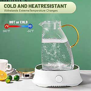 Glass Pitcher With Lid and Spout, 1.8 Liter 60 oz Glass Pitchers With Handle And Lid, Glass Pitcher Jug For Fridge, Glass Carafe With Lid for Hot/Cold Water Iced Tea Juice Coffee Milk Beverage