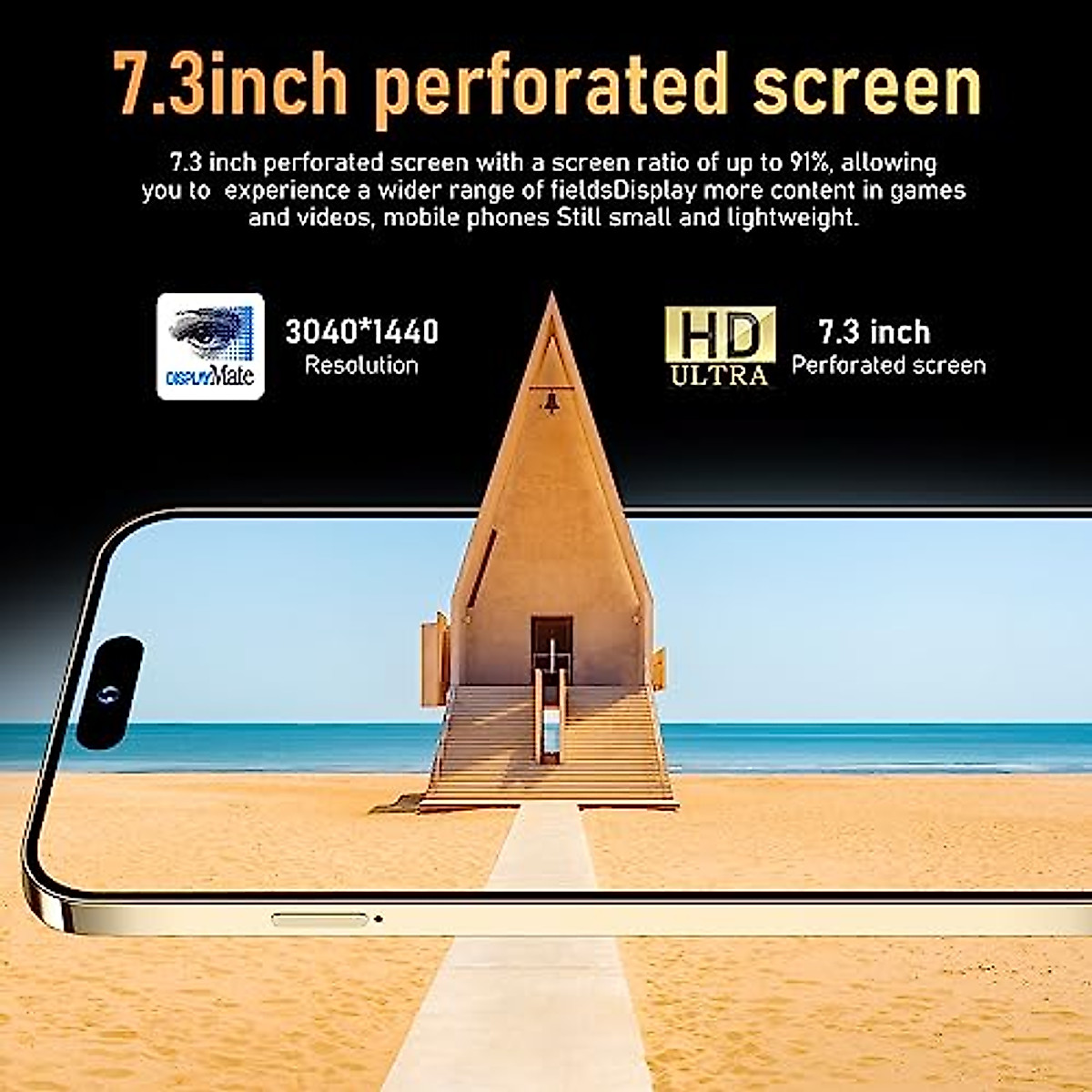 xixaomiro i14Pro 2023 Unlocked 5G Android Cell Phone 8GB + 512GB 1TB Expandable 7.3 "FHD 90Hz Display Screen 6800mAh Battery Mobile Phone 13 MP/48MP Camera Dual Sim Card (Black)