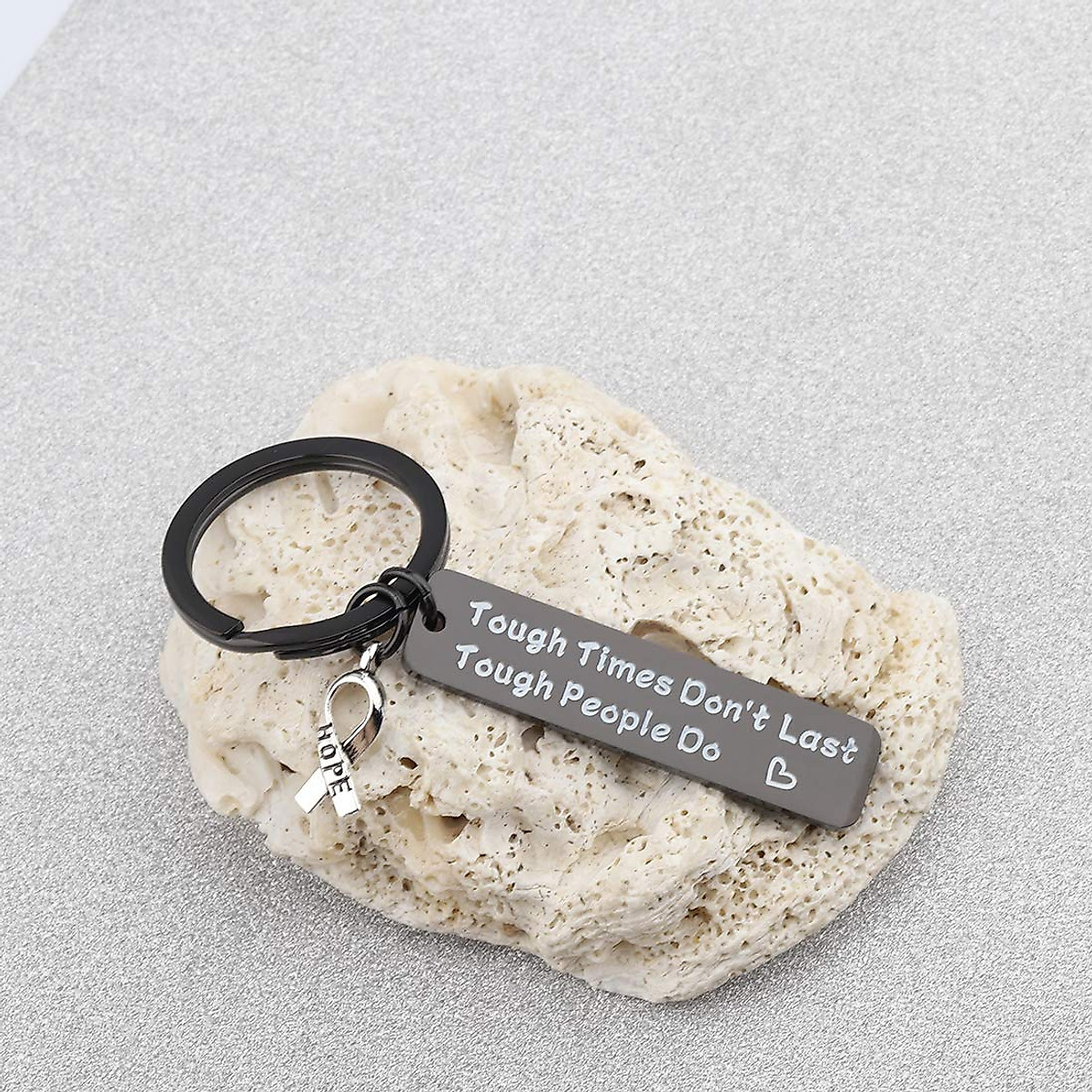 CHOORO Cancer Survivor Gift Tough Times Don't Last Tough People Do Cancer Awareness Keychain (Tough People Do black)