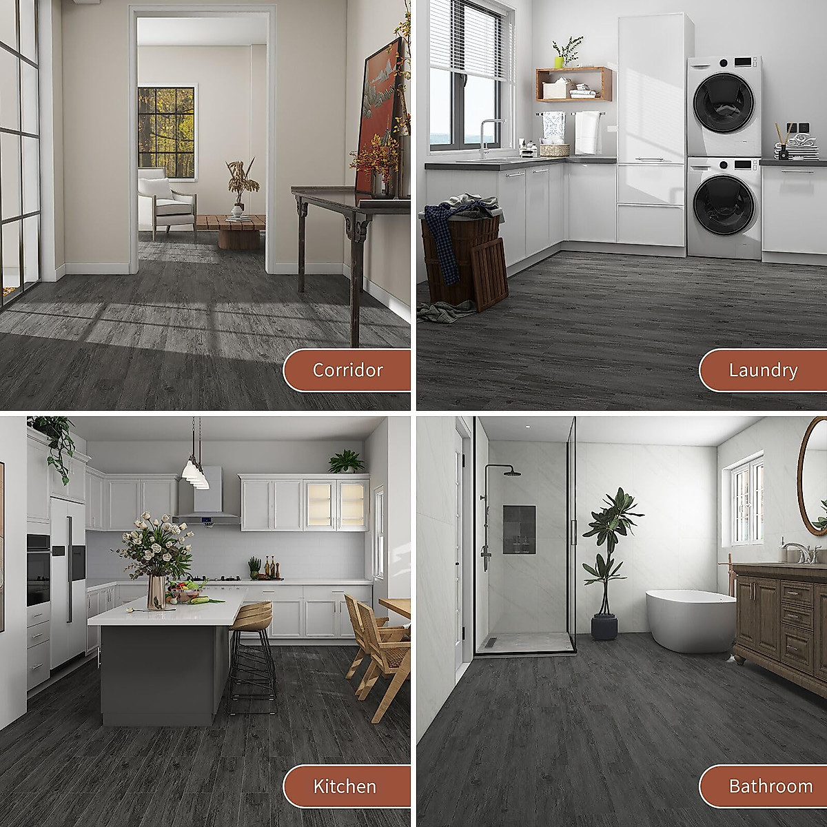 MULGREAT Peel and Stick Floor Tile, 54 Sq.Ft Self Adhesive Vinyl Flooring Plank, 36 Pieces Waterproof Heavy Duty Wood Grain Tiles, 36"x6" DIY Planks for Apartment Bathroom, Wooden Knot Pattern