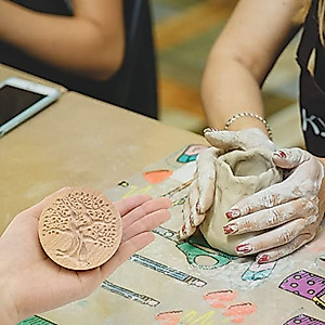 CHGCRAFT Tree of Life Pattern Wooden Clay Stamp for DIY Creation Clay Tool Clay Pottery Tool