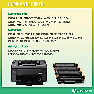 S SMARTOMNI 85A CE285A Compatible Toner Cartridge Replacement for HP CE285A 36A CB436A 35A CB435A Canon 125 CRG-125 use for HP P1109w M1212nf M1217nfw P1002 P1006 M1522 Canon MF3010 Black 4 Packs