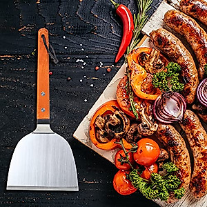 3 Pcs Metal Spatula Set Stainless Steel Fish Spatula Turner Slotted Pancake Spatula Griddle Flipper Scraper with Wood Handle for Kitchen Burger Egg Cooking Grilling BBQ
