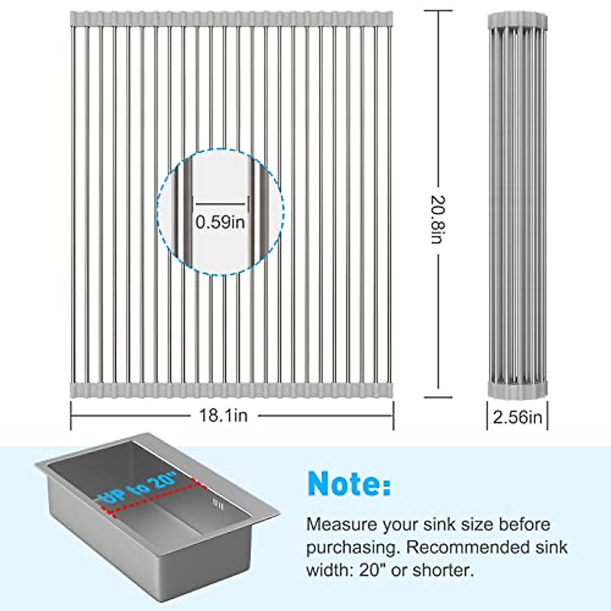EMBATHER Roll Up Dish Drying Rack Over The Sink, Dish Drying Rack for Kitchen Counter