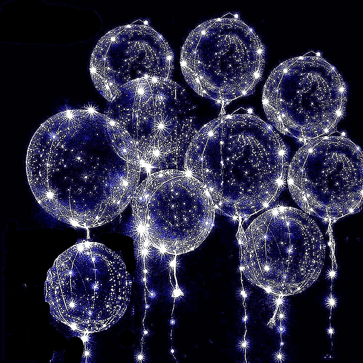 10 PACKS LED Bobo Balloons,Transparent LED Light Up Balloons,Helium Style Glow Bubble Balloons with String Lights for Party Birthday Wedding Festival Decorations (White)