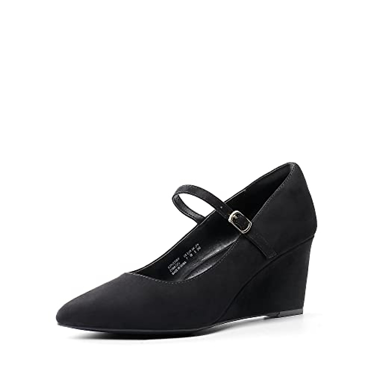DREAM PAIRS Women's SDPU2308W Wedges Closed Toe Mary Jane High Heels Dress Work Pointed Toe Wedding Bride Office Pumps Shoes, Size 10, Black Suede